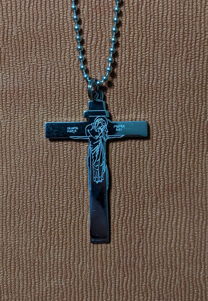 Saxon Psalter Crucifix in Stainless Steel With Chain I Medieval ...