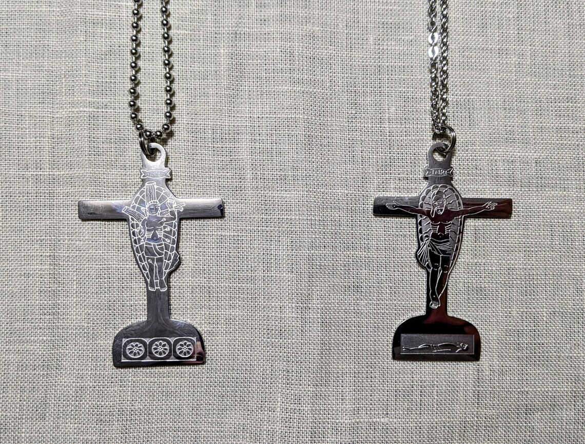 Goan Crucifix Etched in Stainless Steel W/ Chain I Pendant I Unique ...