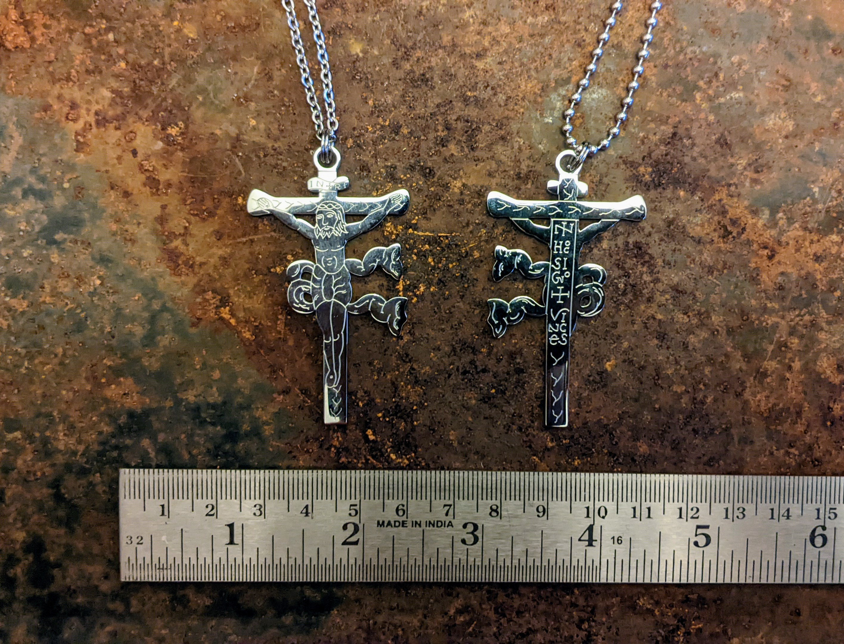 Bavarian Armour Crucifix Etched in Stainless Steel With Chain I Unique ...