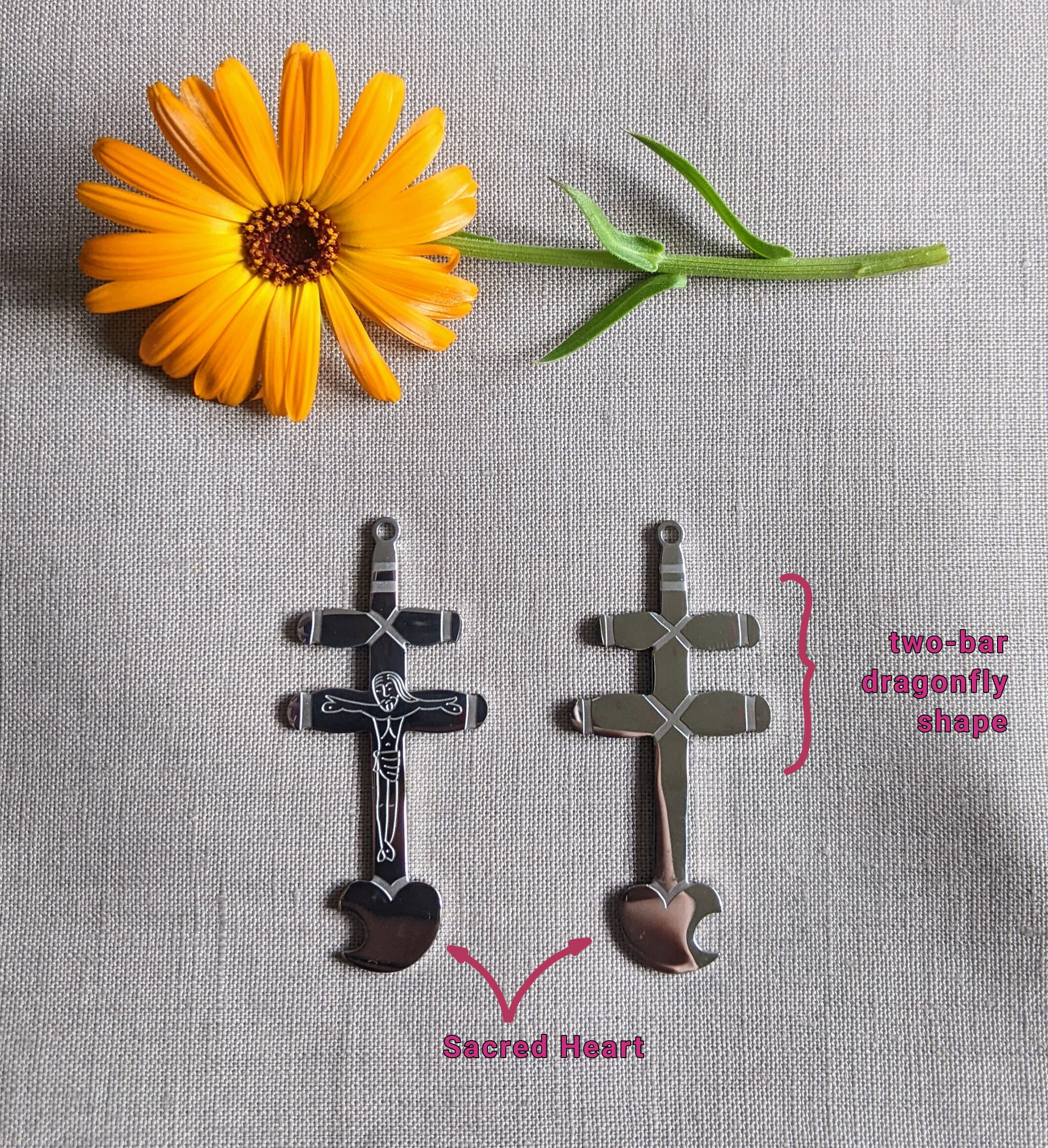 Pueblo Crucifix Etched in Stainless Steel With Chain I Southwest I ...