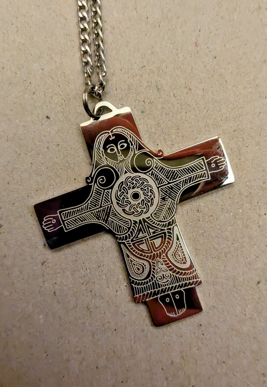 Manx Cross, Etched in Stainless Steel on Chain | Celtic Cross ...