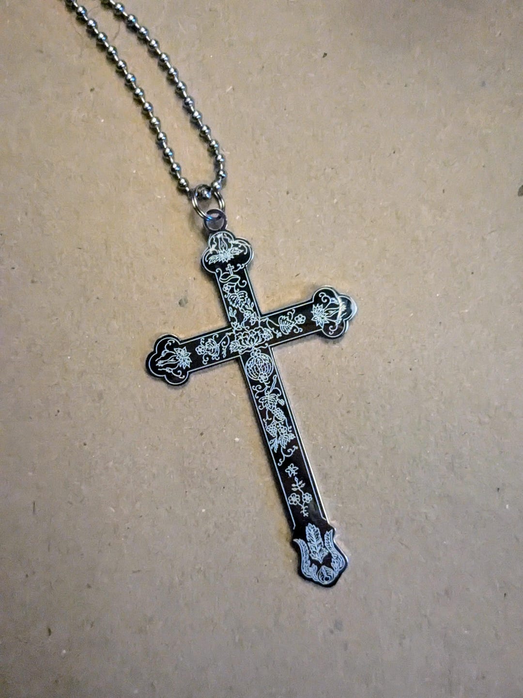 Chinese Style Cross Etched in Stainless Steel, With the Blessed ...