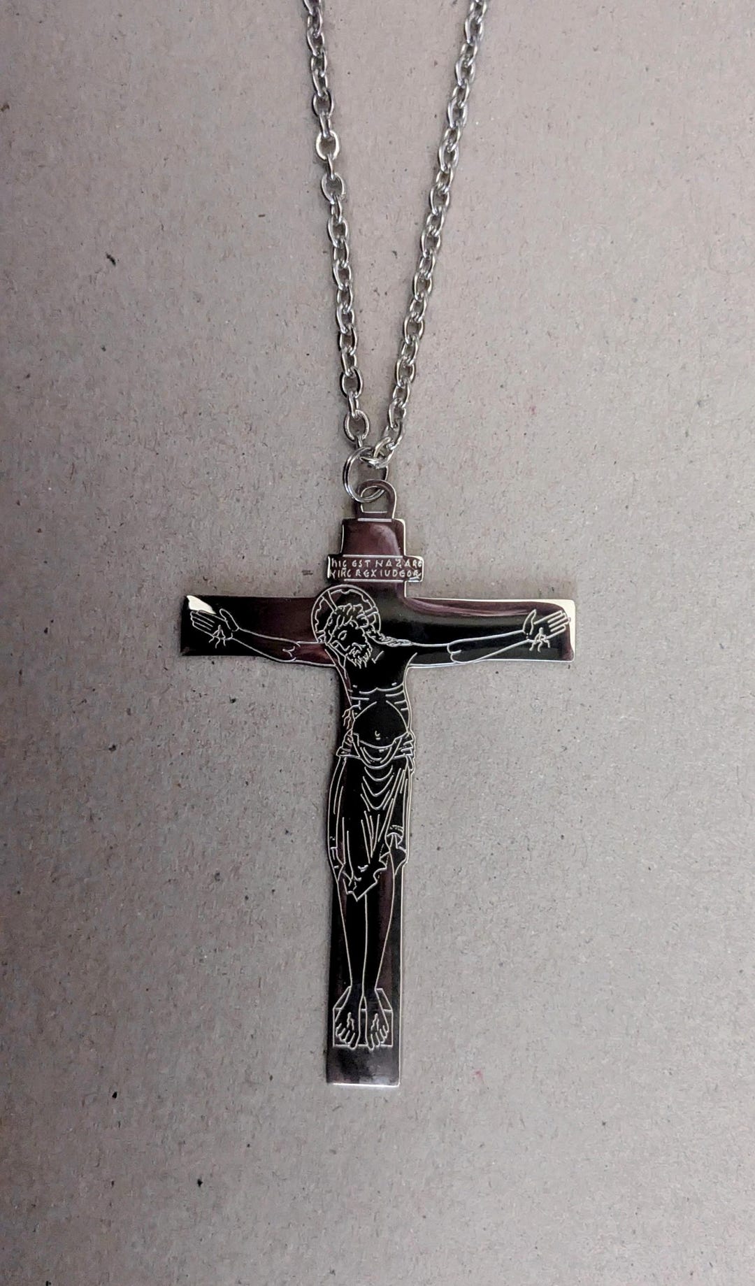 Large Saxon Style Pectoral Cross, Etched in Stainless Steel With Chain ...