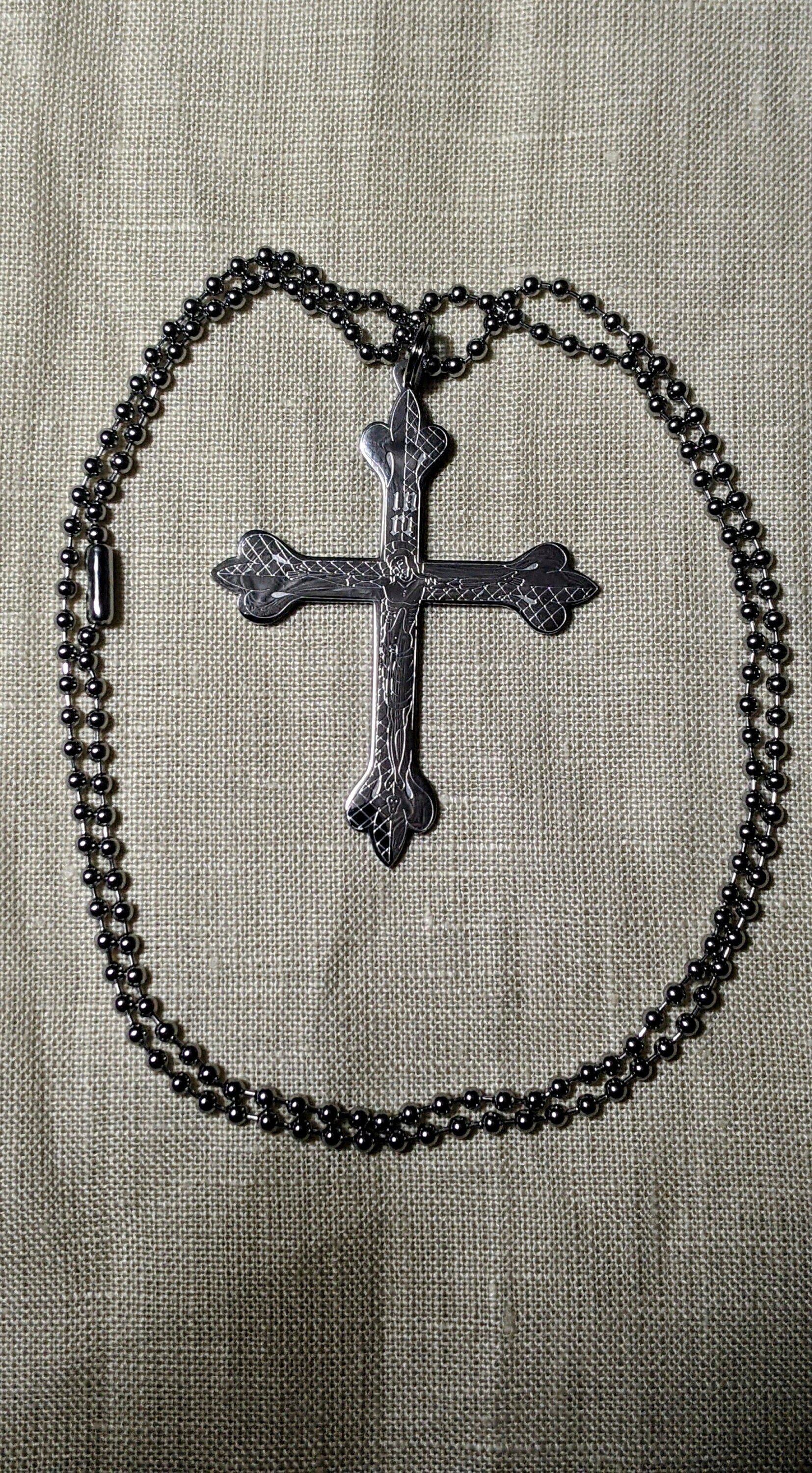 St Thomas Aquinas Crucifix, Etched in Stainless Steel I Non Nisi Te ...