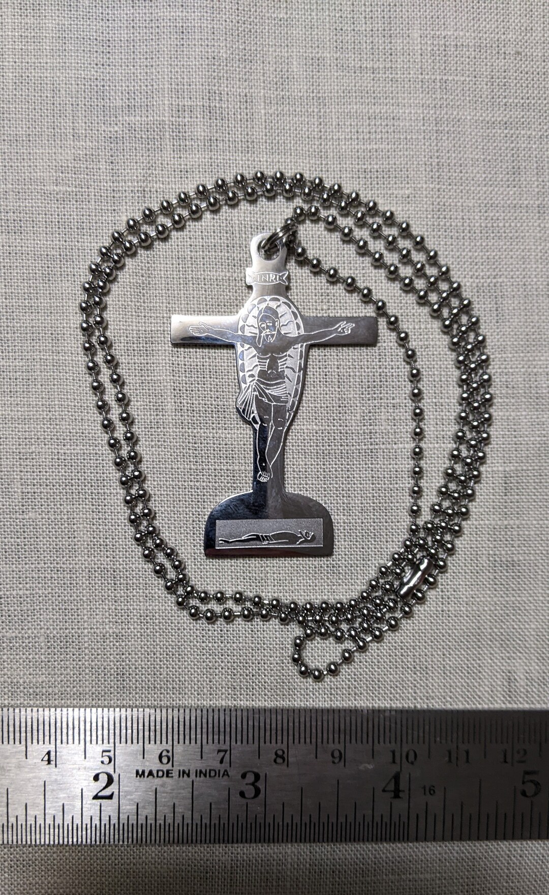 Goan Crucifix Etched in Stainless Steel W/ Chain I Pendant I Unique ...