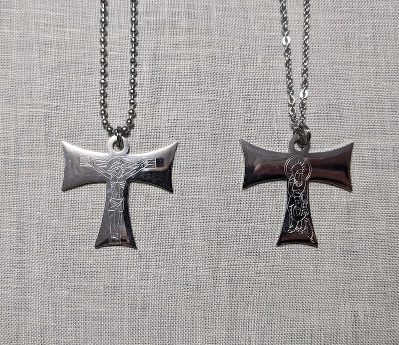 Medieval Franciscan Tau Crucifix Etched in Stainless Steel W/ Chain I ...