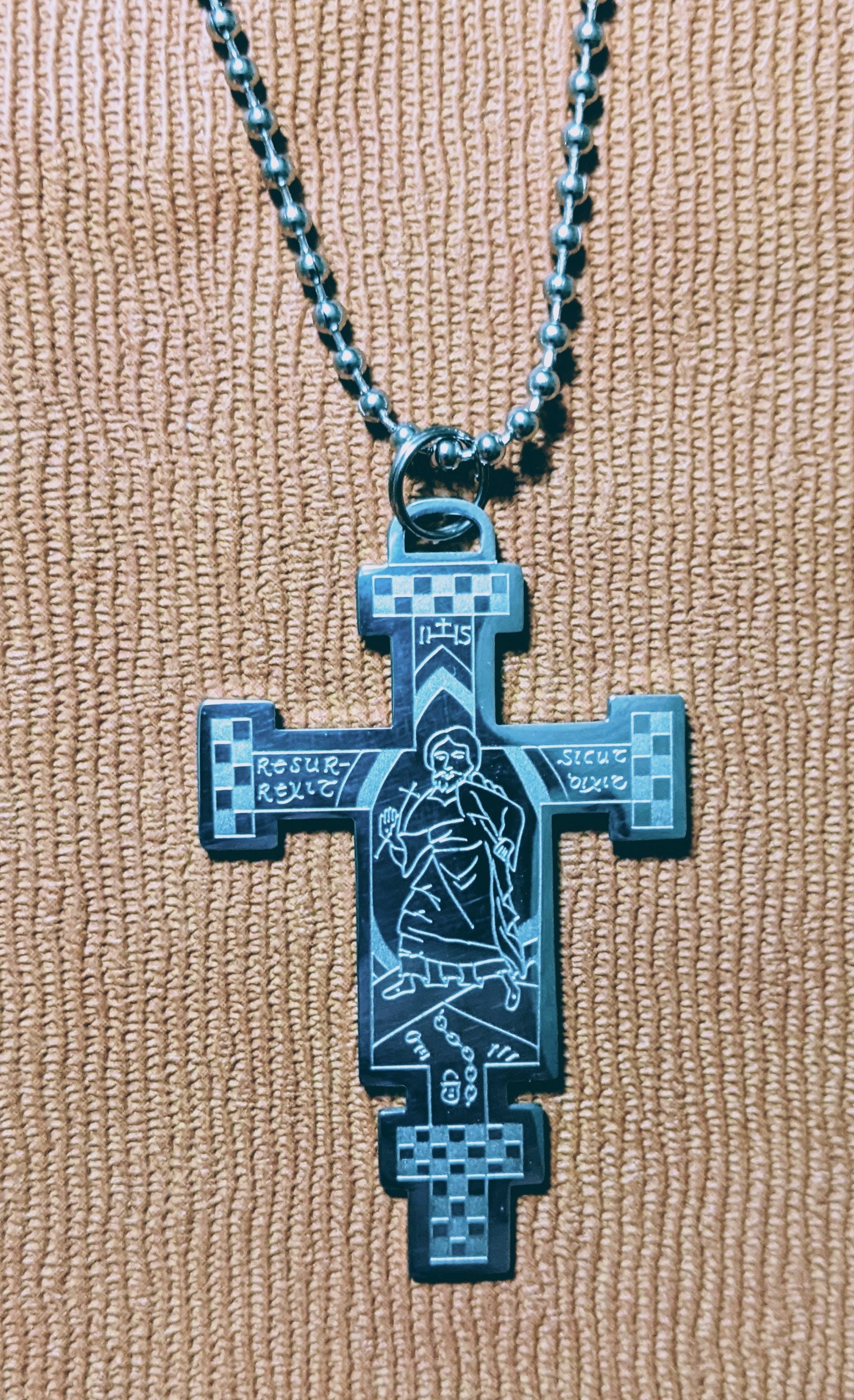 Renaissance Crucifix in Stainless Steel With Chain I Italo-byzantine I ...
