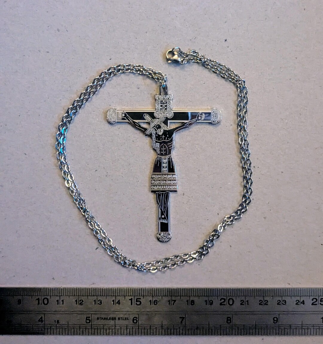 Pope Leo XIV Crucifix, Etched in Stainless Steel With Chain | Heraldic ...