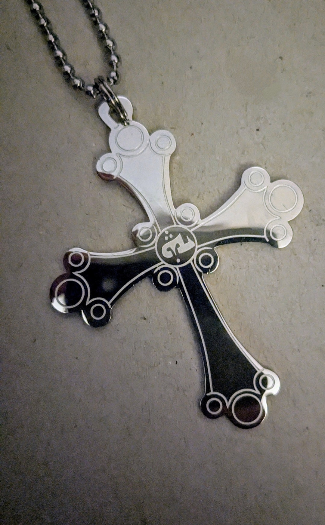 Chaldean Catholic Cross, Engraved in Stainless Steel With Chain ...