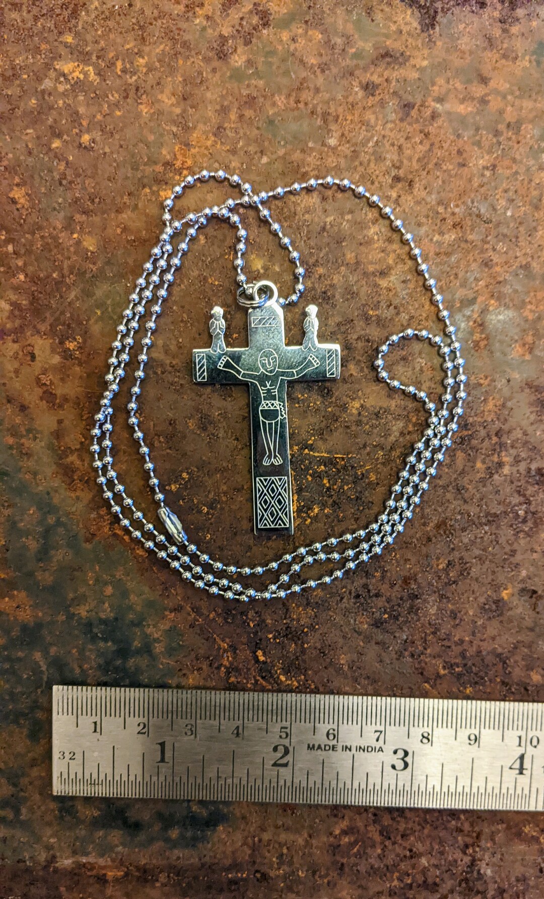 Kongo Crucifix Etched in Stainless Steel With Chain I Unique Design I ...