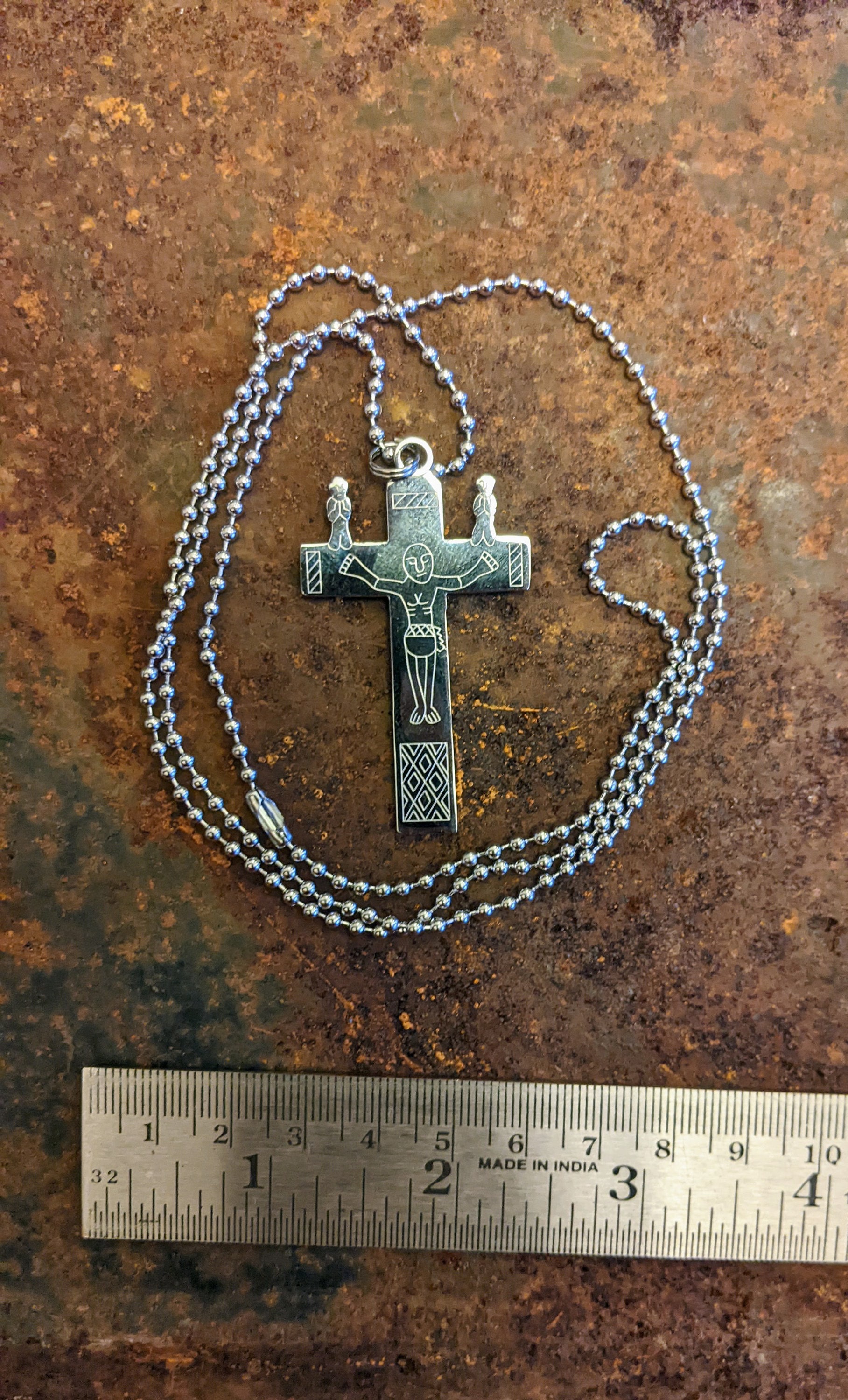 Kongo Crucifix Etched in Stainless Steel With Chain I Unique Design I ...