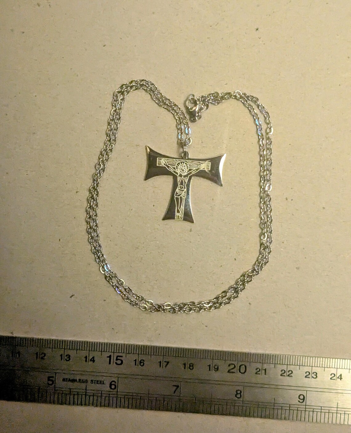 Medieval Franciscan Tau Crucifix Etched in Stainless Steel W/ Chain I ...