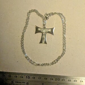 Medieval Franciscan Tau Crucifix Etched in Stainless Steel W/ Chain I ...