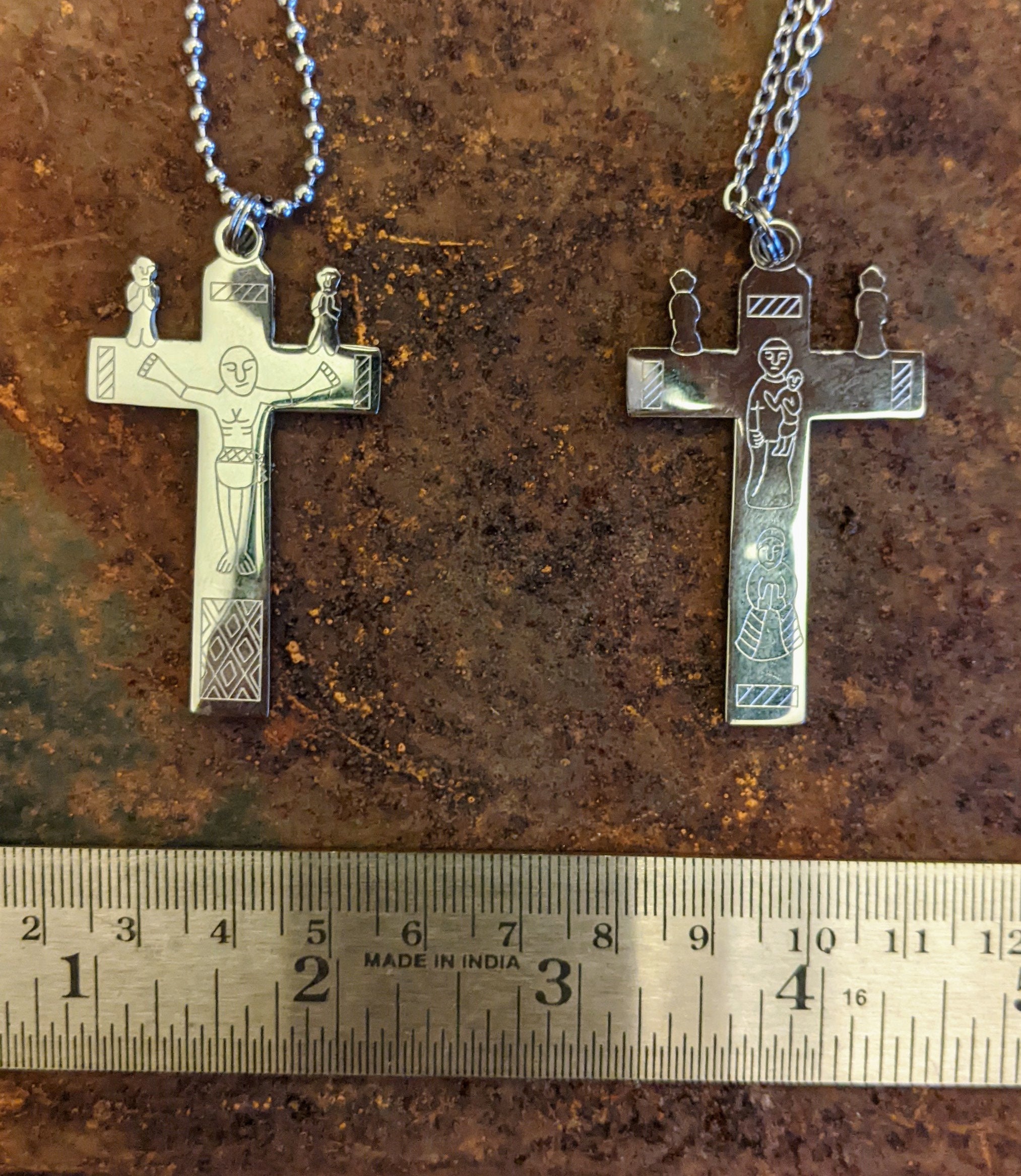Kongo Crucifix Etched in Stainless Steel With Chain I Unique Design I ...