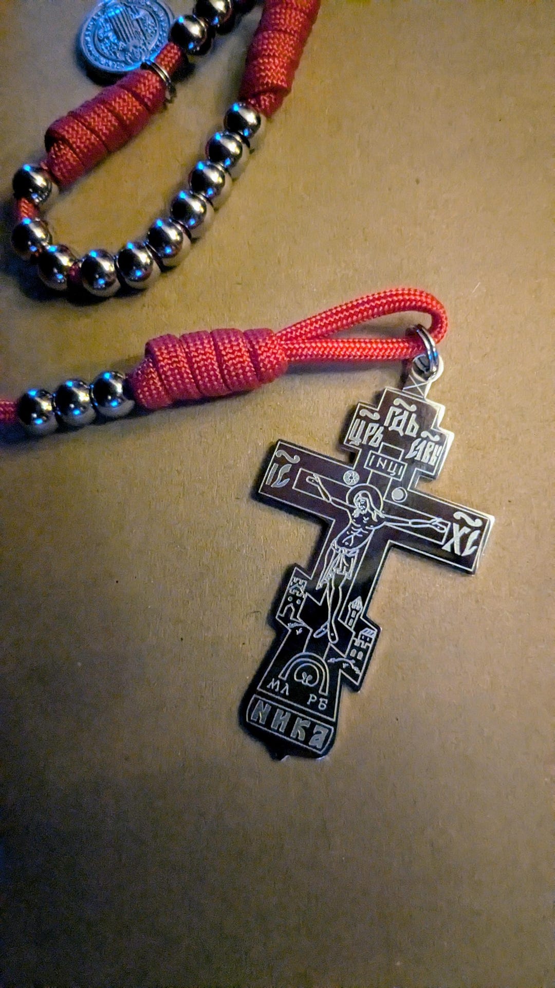 550 Paracord Rosary, With Stainless Steel Beads and a Russian Orthodox ...
