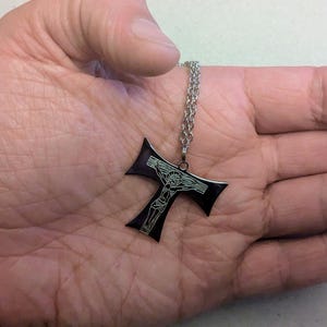 Medieval Franciscan Tau Crucifix Etched in Stainless Steel W/ Chain I ...