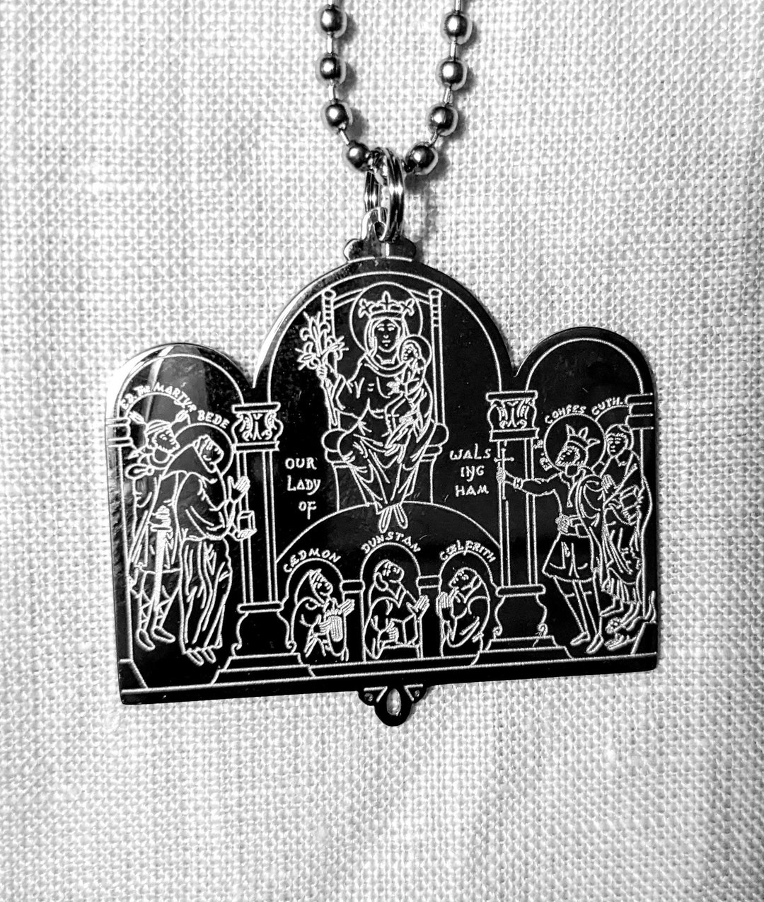 Our Lady of Walsingham Medal, Etched in Stainless Steel W/ Saints of ...