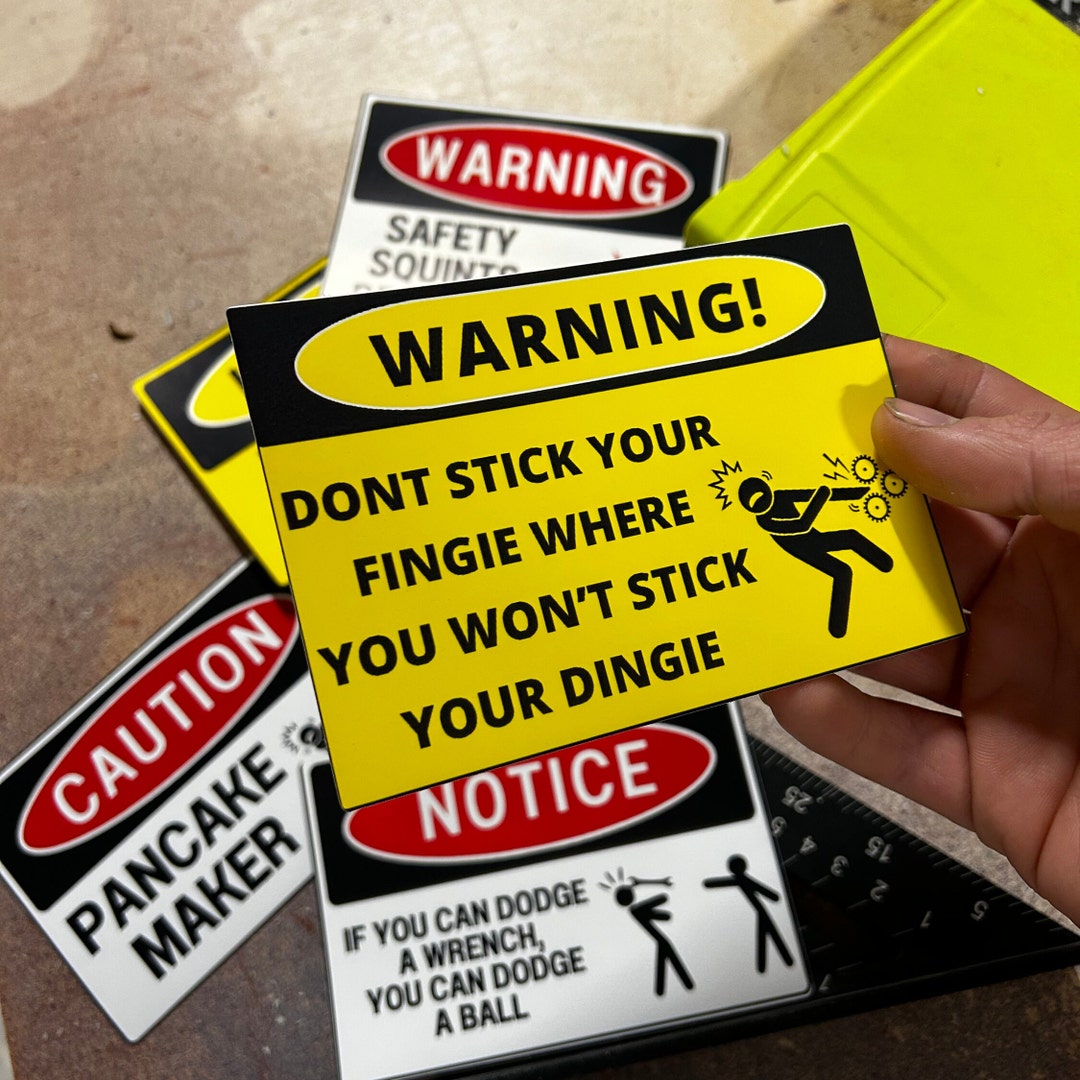 Funny Warning Labels, Hazard Stickers, Shop Safety, Gift for Dad - Etsy
