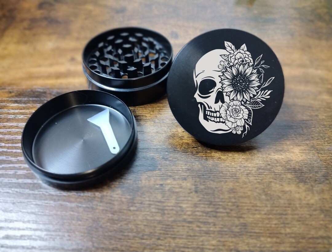 Floral Sugar Skull Grinder Custom Engraved Grinder Herb - Etsy