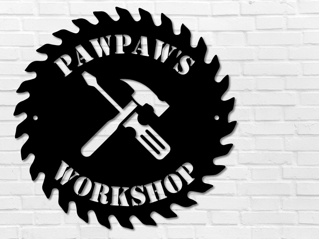 Personalized Workshop Sign for Grandpa | Custom Metal Saw Blade Sign ...