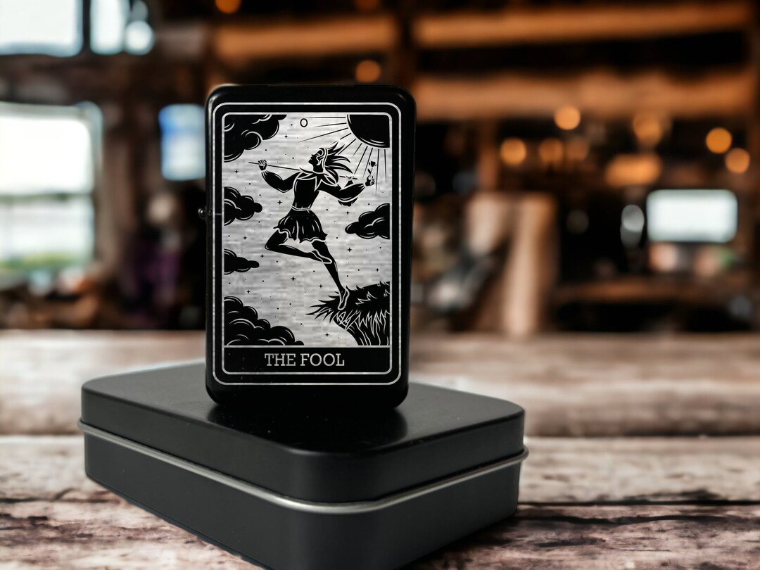 The Fool Tarot Card Series | Custom Engraved Lighter | Refillable Flip ...