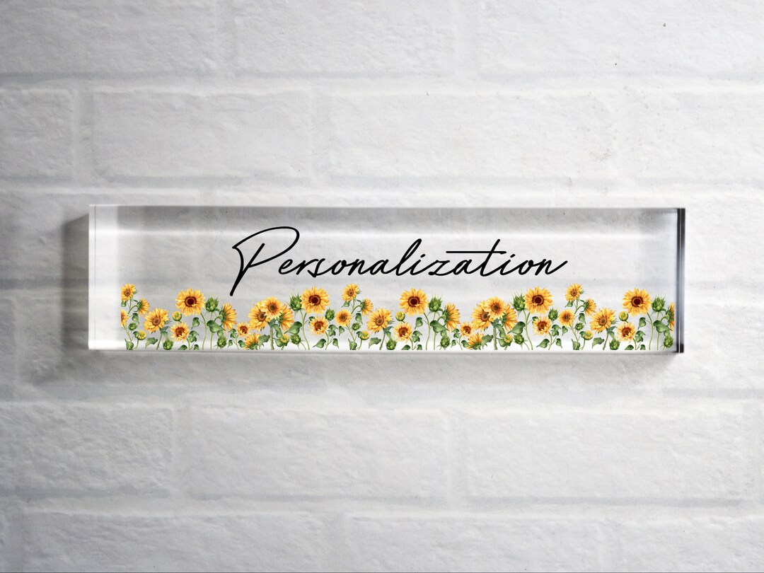 Custom Sunflower Desk Name Plate - Etsy