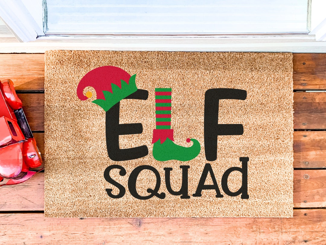 Funny Christmas Doormat, Elf Squad Welcome Mat, Funny Christmas Decor ...