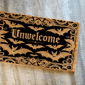 Unwelcome Bat Coir Doormat, Halloween Decor - Etsy