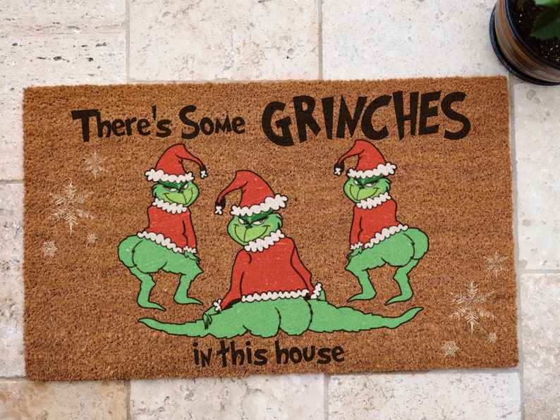 Funny Grinch Christmas Coir Doormat - Etsy