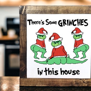 There's Some Grinches in This House, Cute Vintage Christmas Frame ...