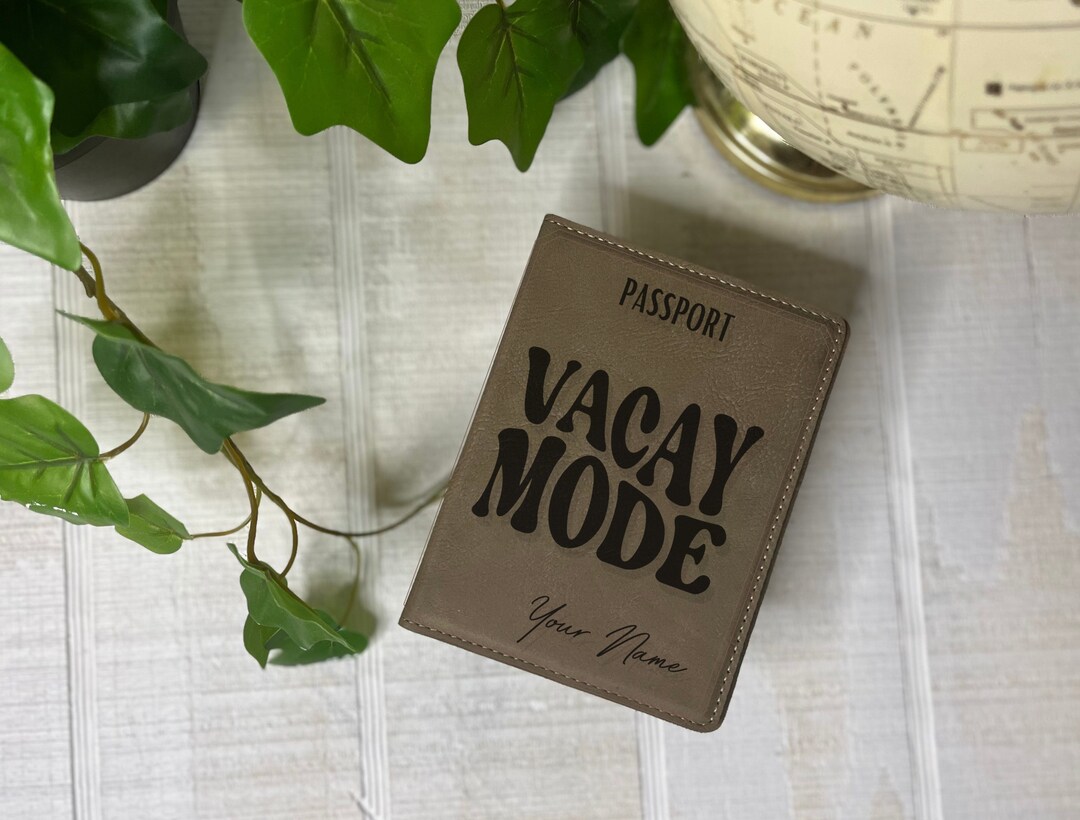 Custom Leather Travel Wallet, Vacay Mode Leather Travel Wallet, Custom ...