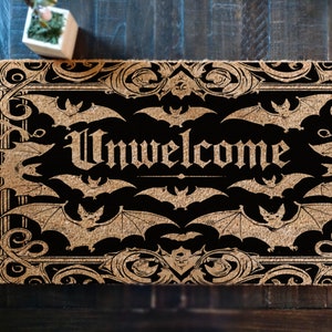 Unwelcome Bat Coir Doormat, Halloween Decor - Etsy