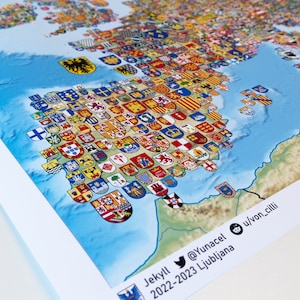 Heraldic Map of Europe by Jekyll - Etsy