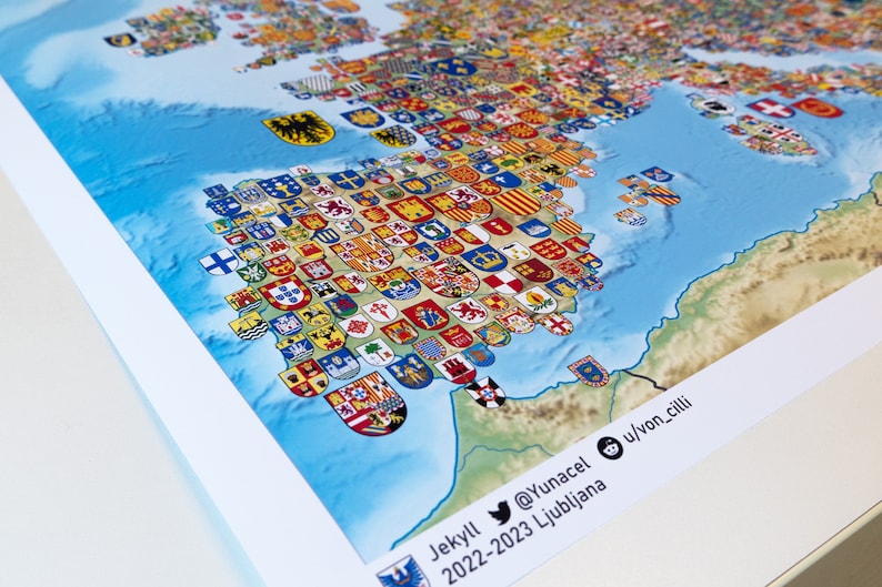 Heraldic Map of Europe by Jekyll - Etsy