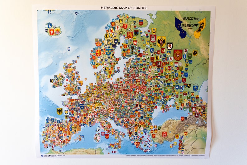 Heraldic Map of Europe by Jekyll - Etsy