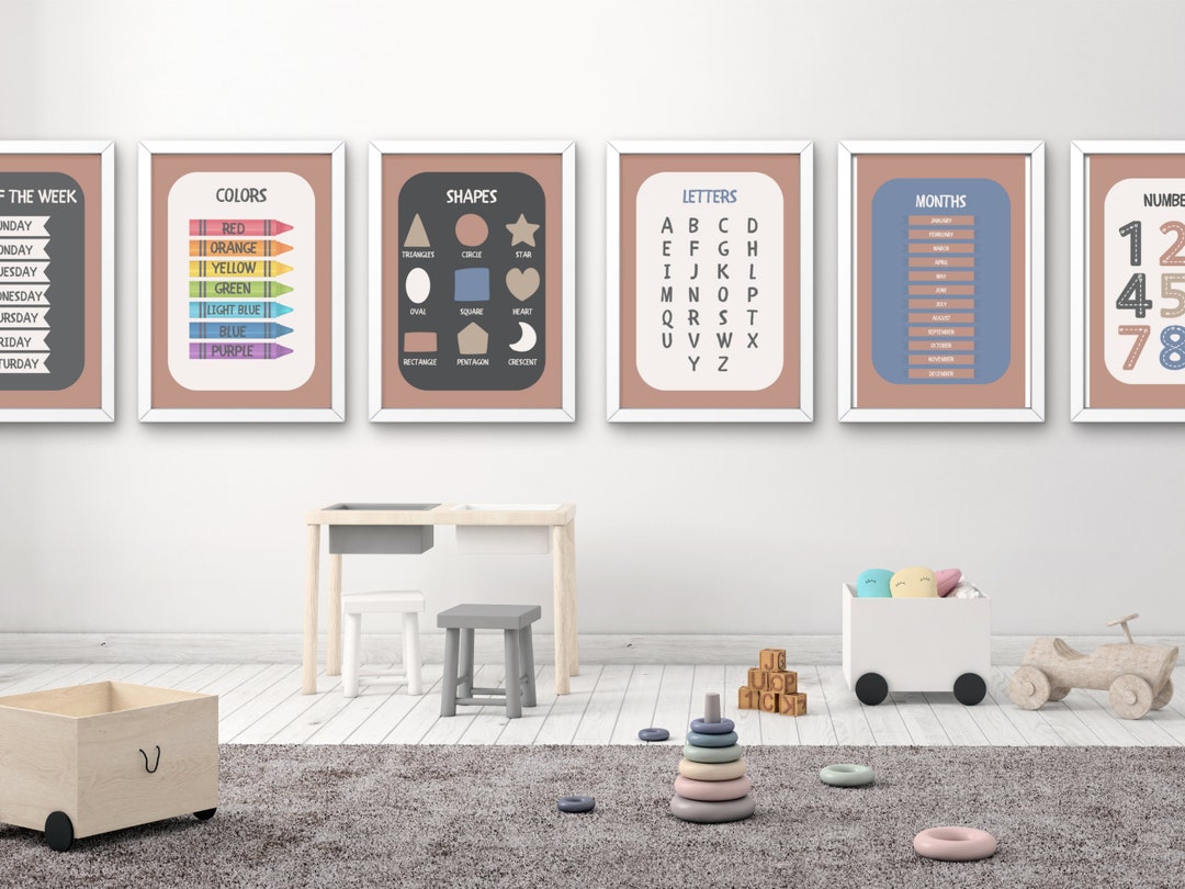 Classroom Educational Posters Set of 6, Homeschool Posters, Playroom ...