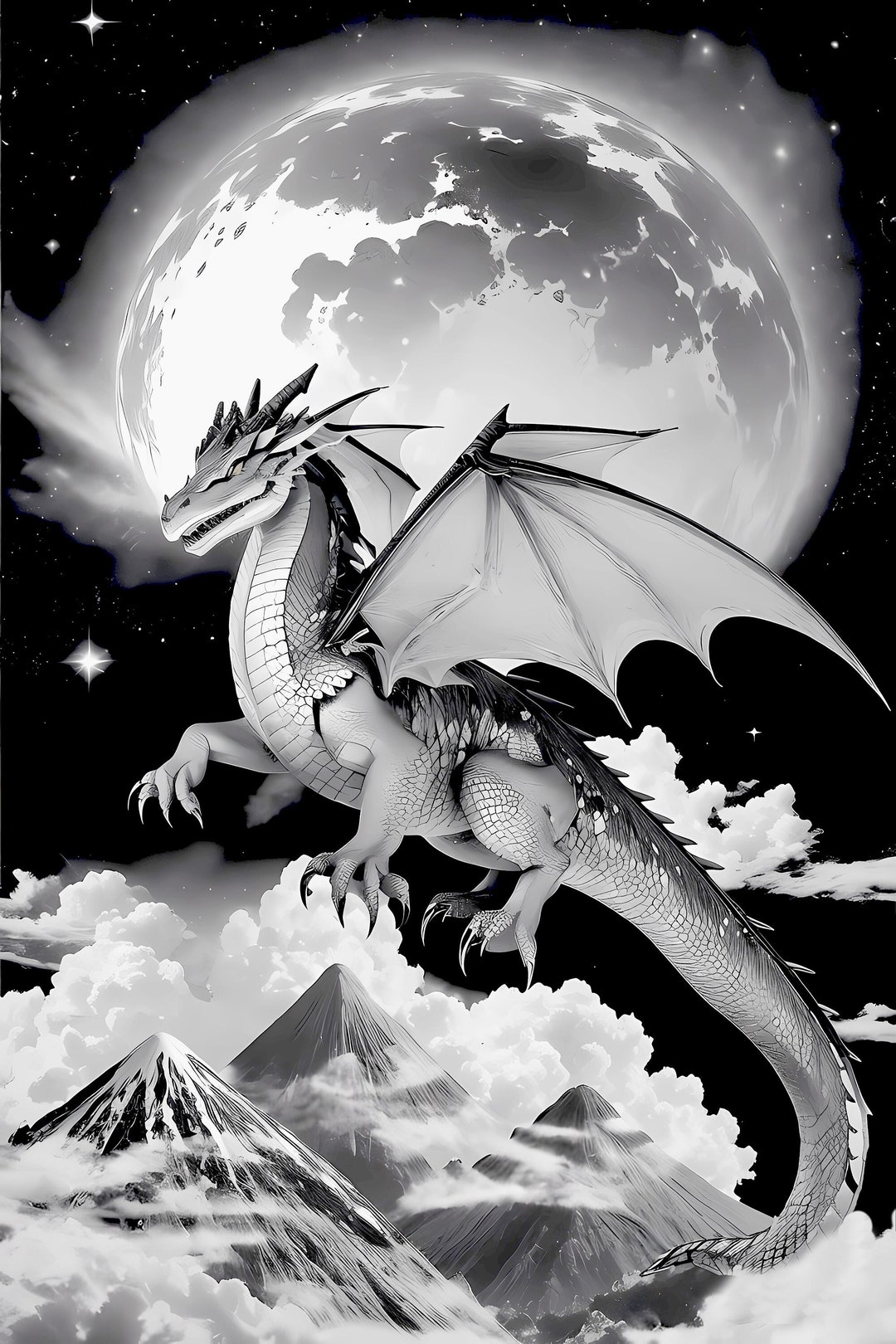The Moon Dragon (digital Download) - Etsy
