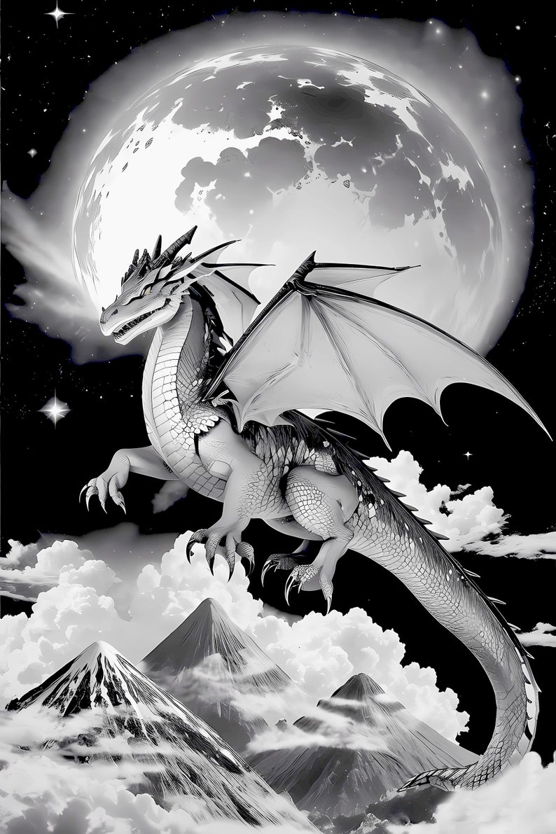 The Moon Dragon (digital Download) - Etsy