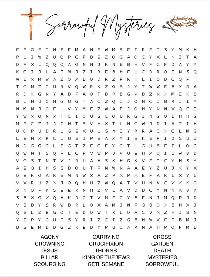 Mysteries of the Rosary Word Search - Etsy