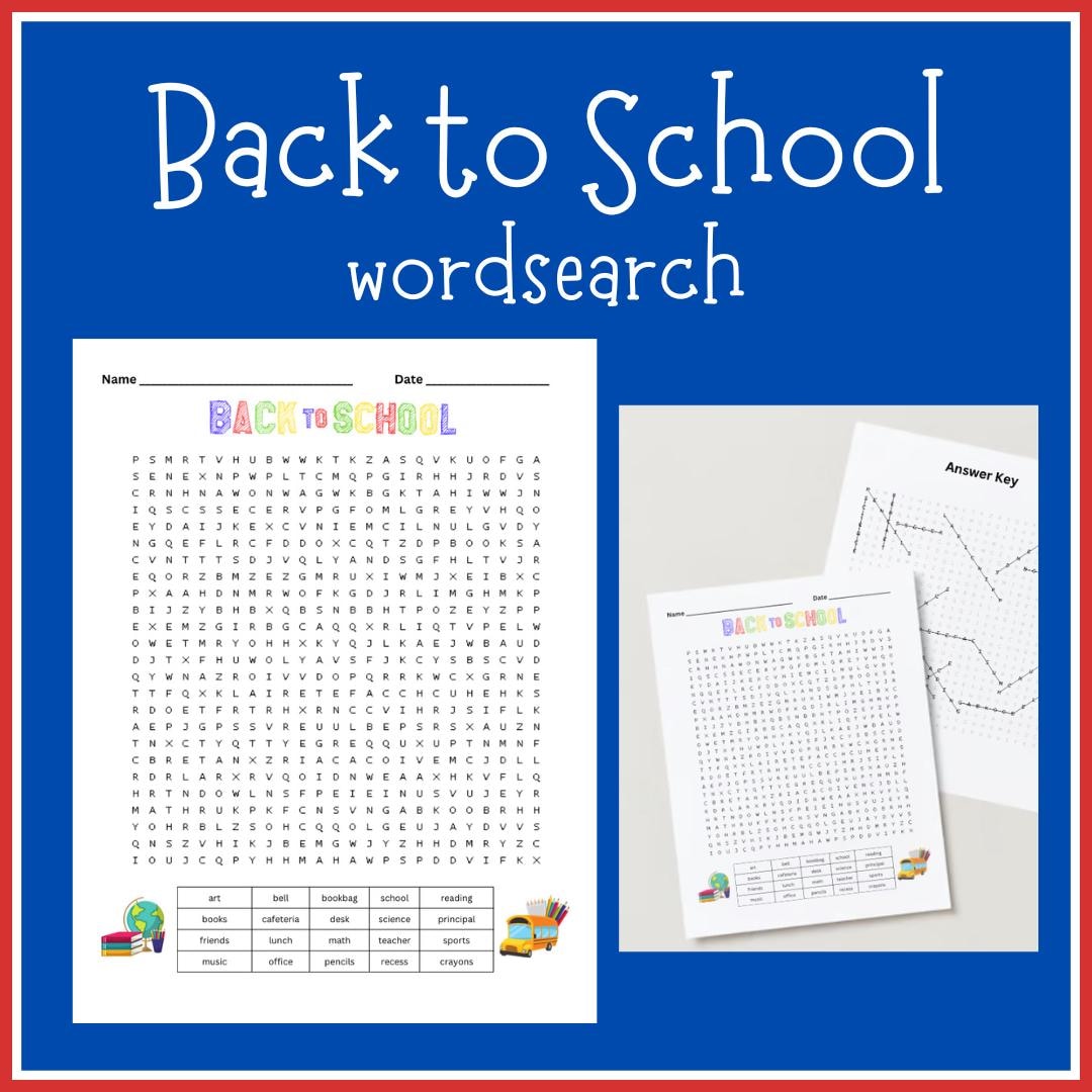 Back to School Wordsearch - Etsy