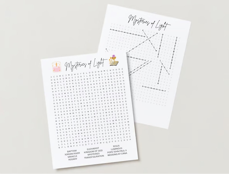 Mysteries of the Rosary Word Search - Etsy