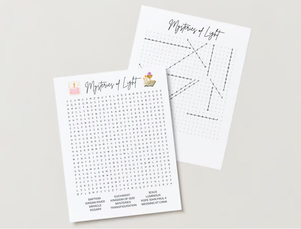 Mysteries of the Rosary Word Search - Etsy