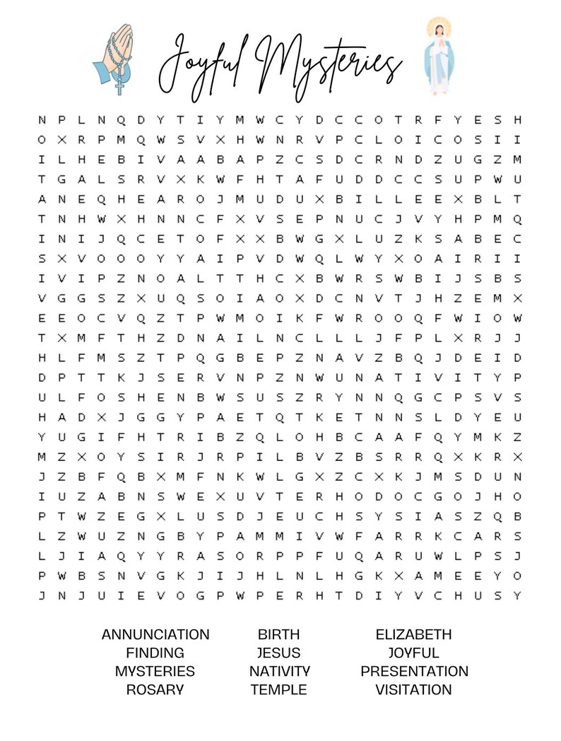 Mysteries of the Rosary Word Search - Etsy