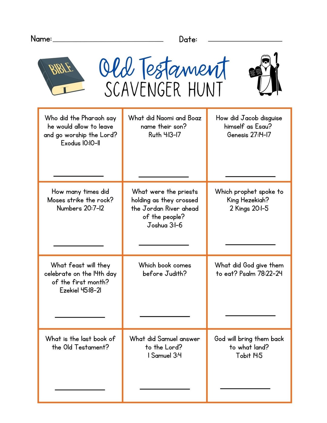 Old Testament Bible Scavenger Hunt - Etsy