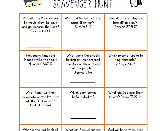 Old Testament Bible Scavenger Hunt - Etsy