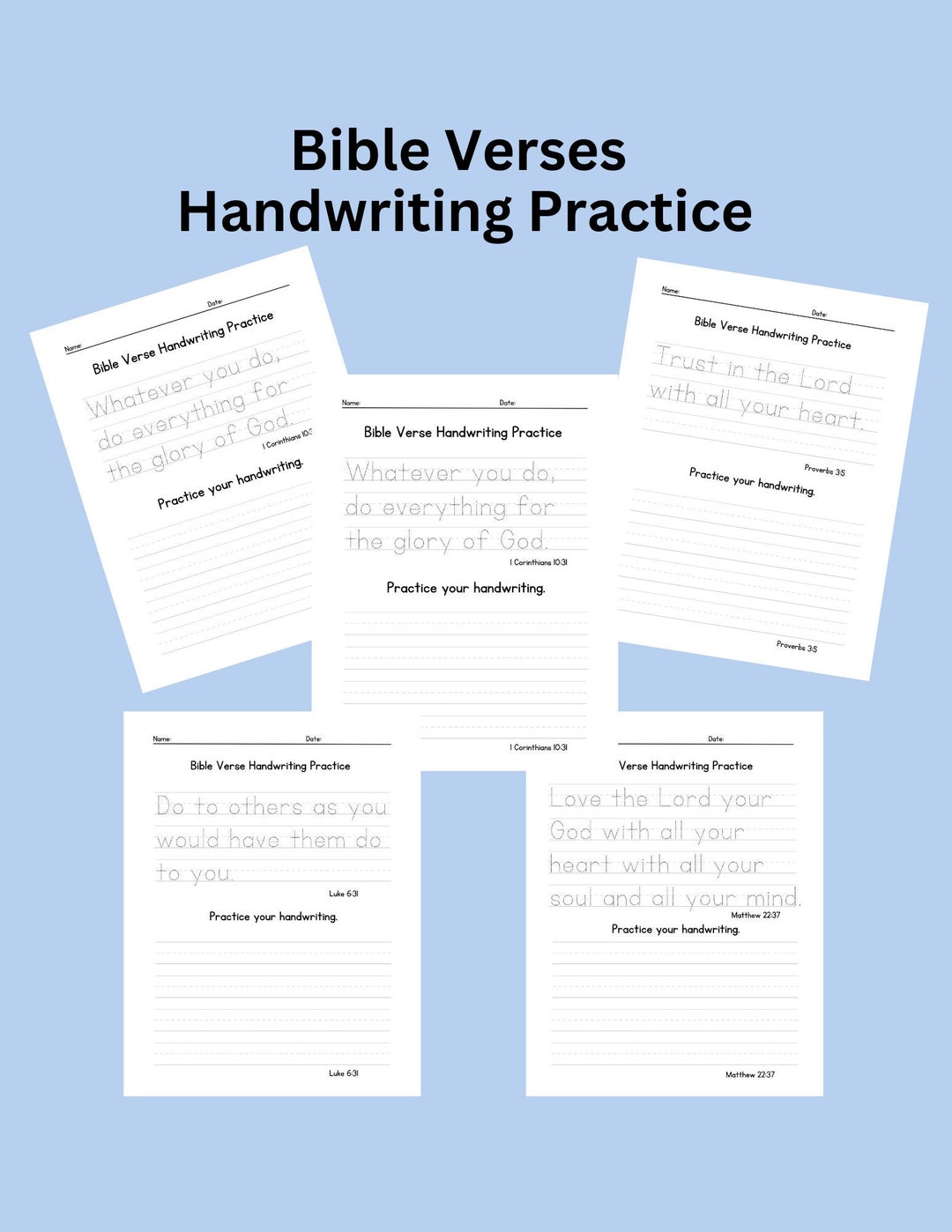 Bible Verse Handwriting Practice 1 - Etsy