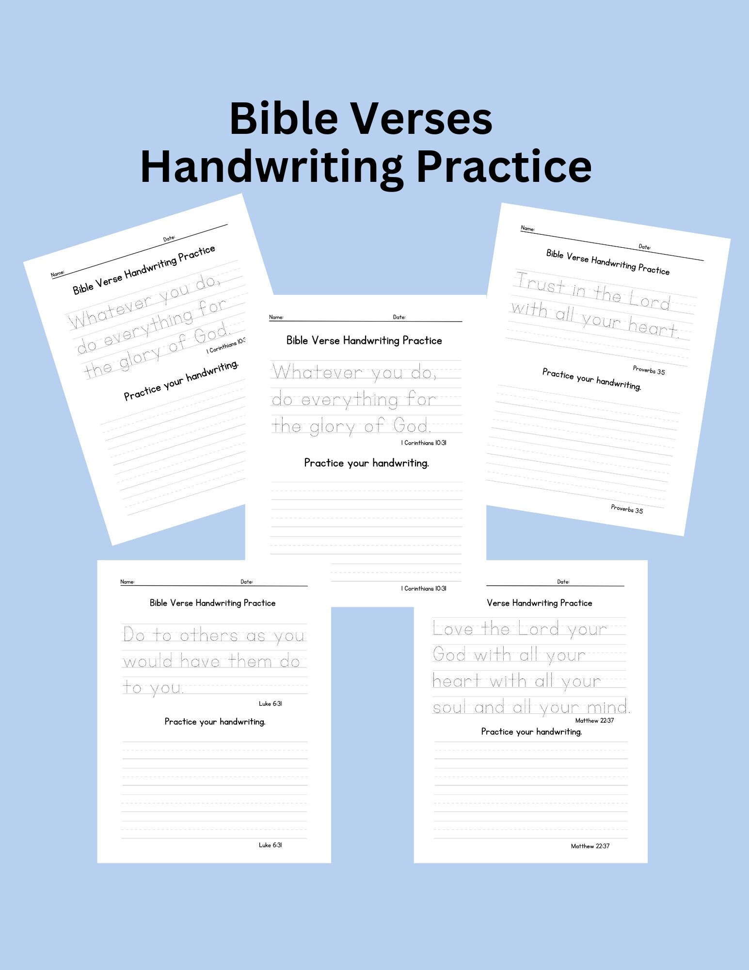 Bible Verse Handwriting Practice 1 - Etsy