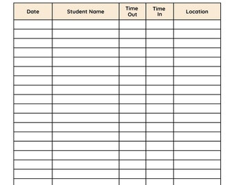 Student Sign Out Sheet ( Decorative Sign Out Sheet, Classroom, Teacher ...