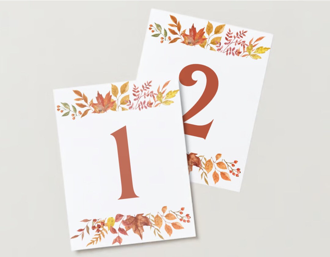 Printable Table Numbers-fall - Etsy
