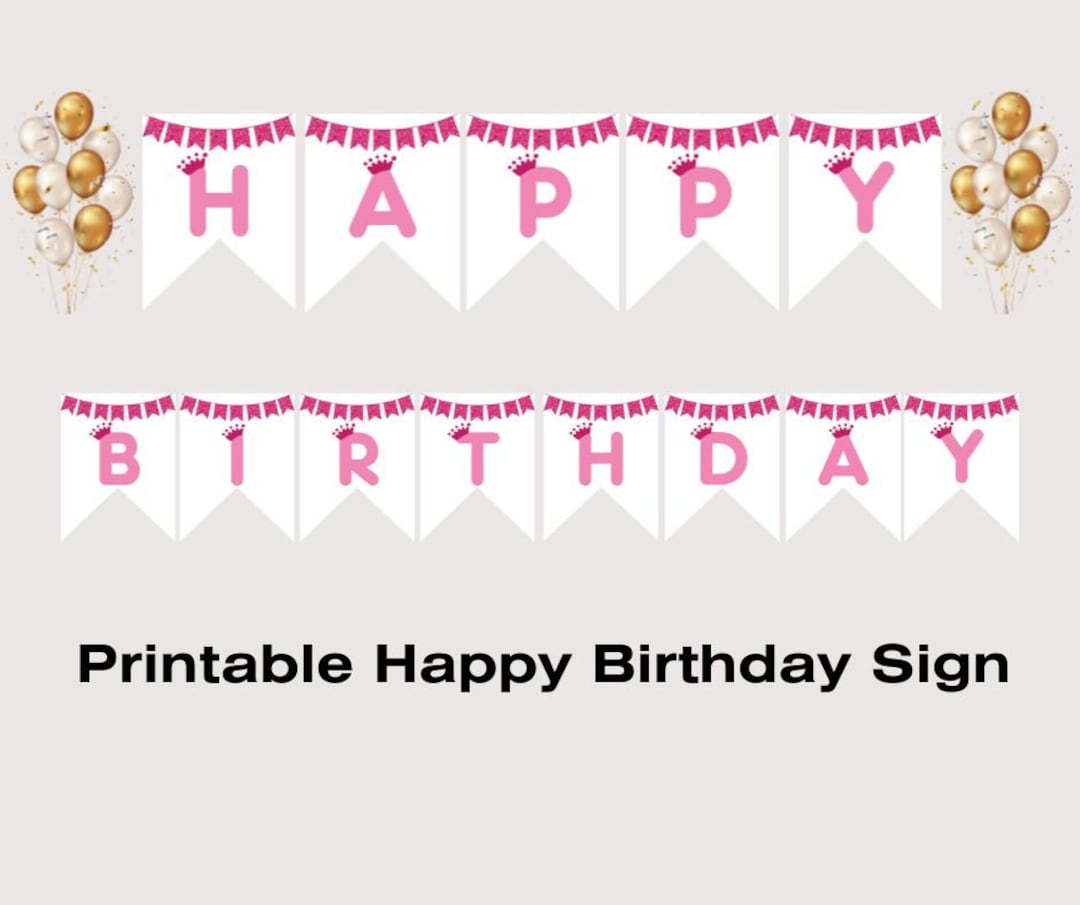 Pink Printable Happy Birthday Banner - Etsy